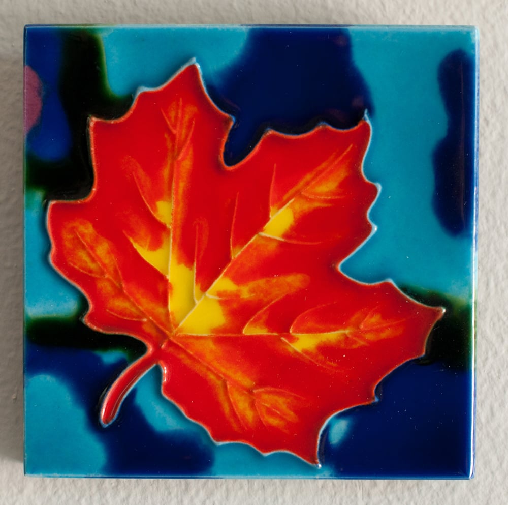 Orange Maple Leaf Tile